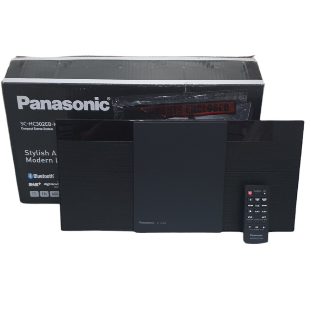 Like New Panasonic SC-HC302EB-K Micro Hi-Fi with DAB Radio, CD Player and Bluetooth - Own4Less